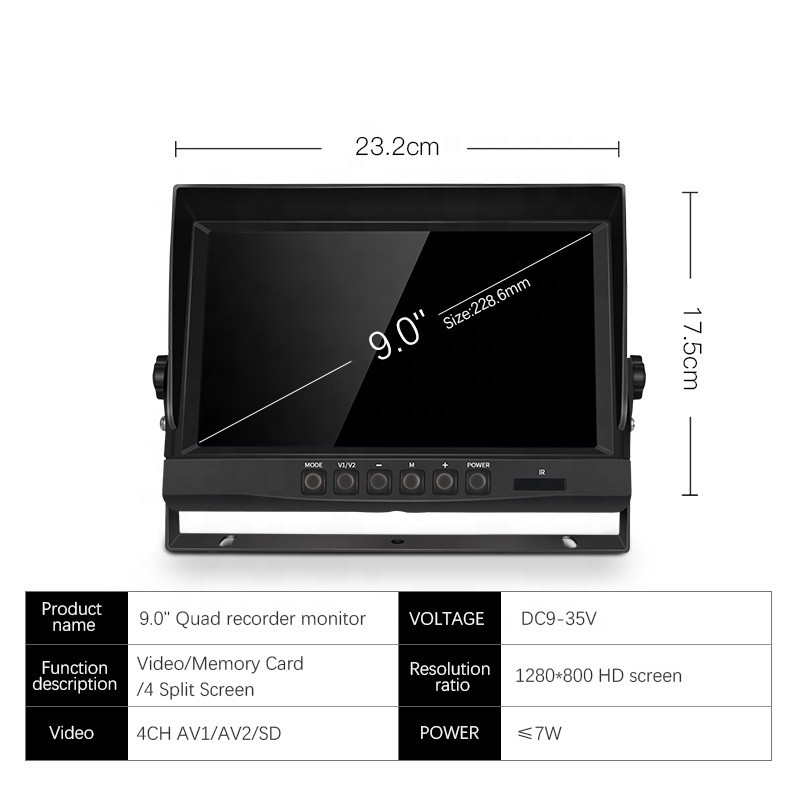 Monitor DVR Quadview con almacenamiento para cámara camiones y buses